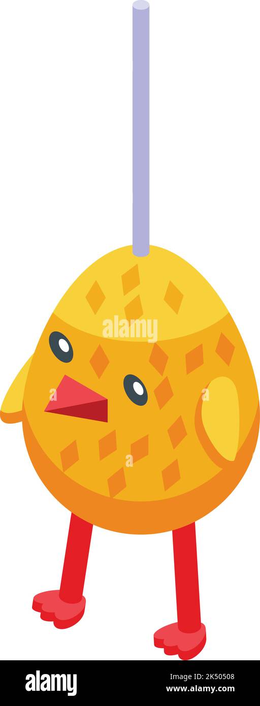 Mexican pinata yellow chicken icon isometric vector. Mexico carnival ...