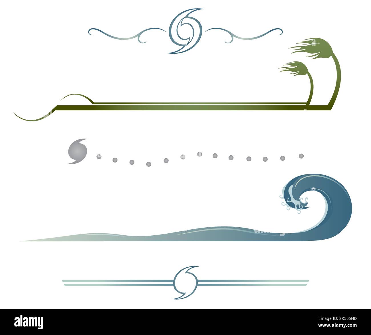 A set of divider lines with hurricane or weather related items Stock ...