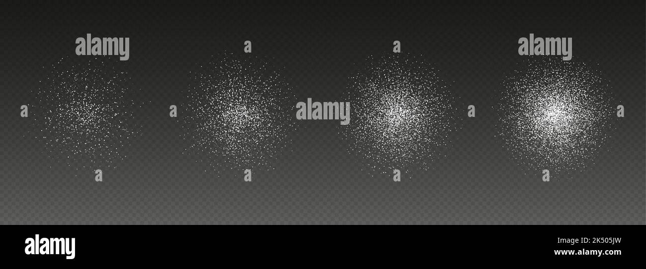 Realistic sugar or salt piles, baking flour top view. White powder ...