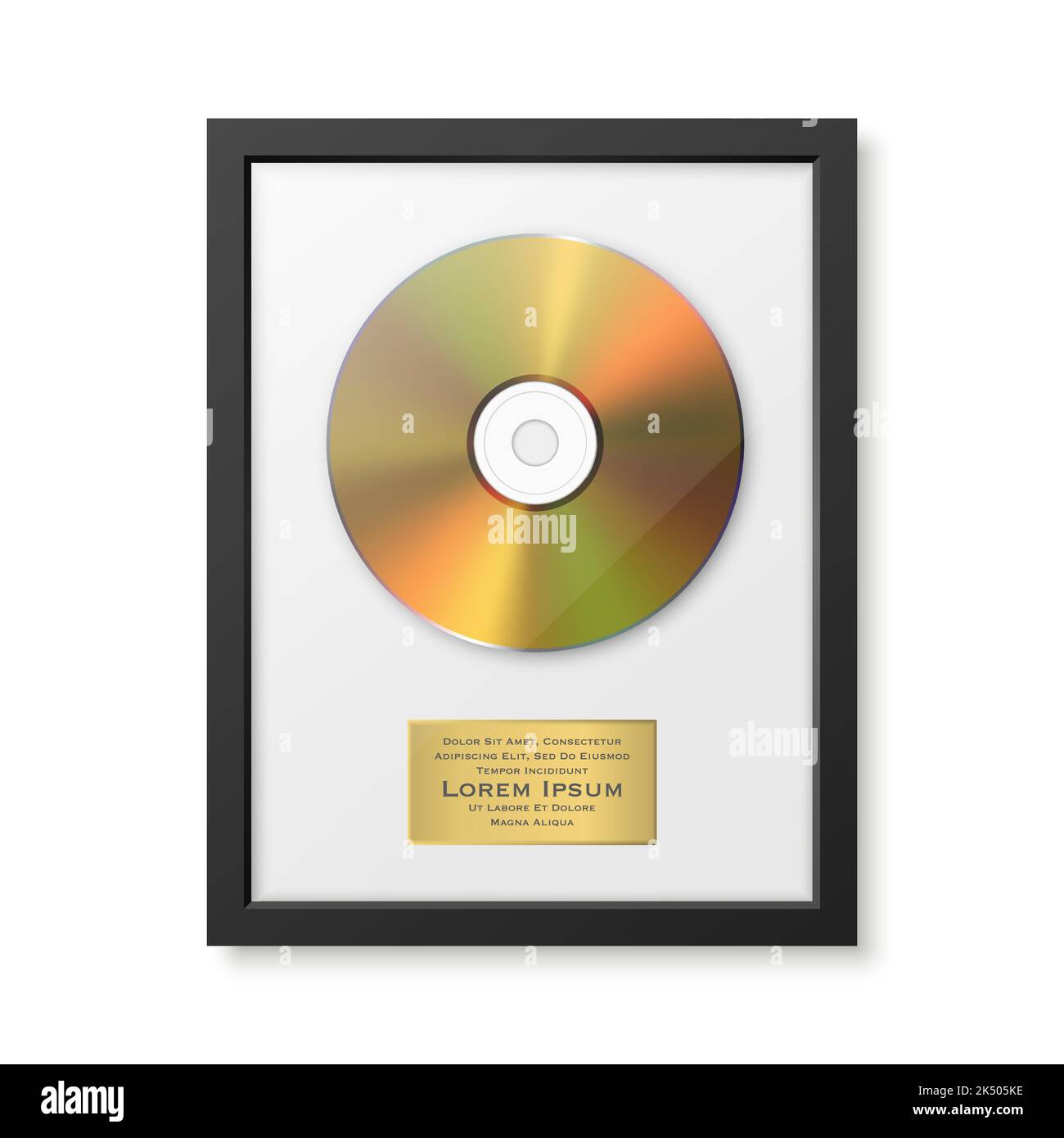 Realistic Vector 3d Yellow Golden CD, Label with Black CD Cover Frame ...