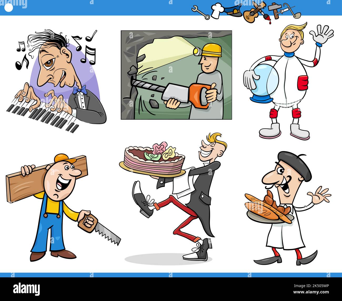Cartoon Illustration Of Professional People Occupations Comic