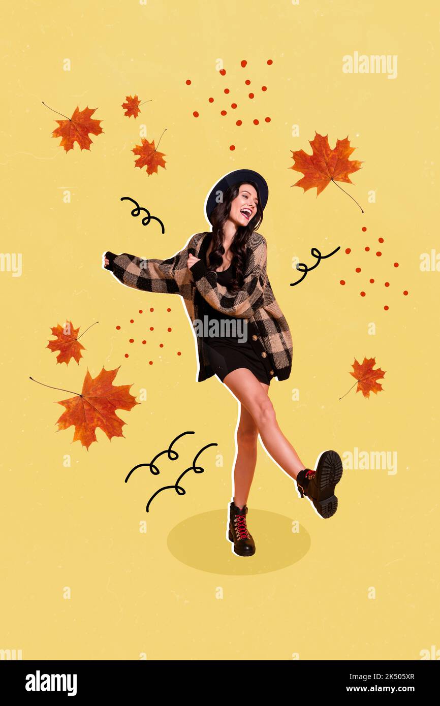 Creative photo 3d collage poster postcard artwork of beautiful pretty ...