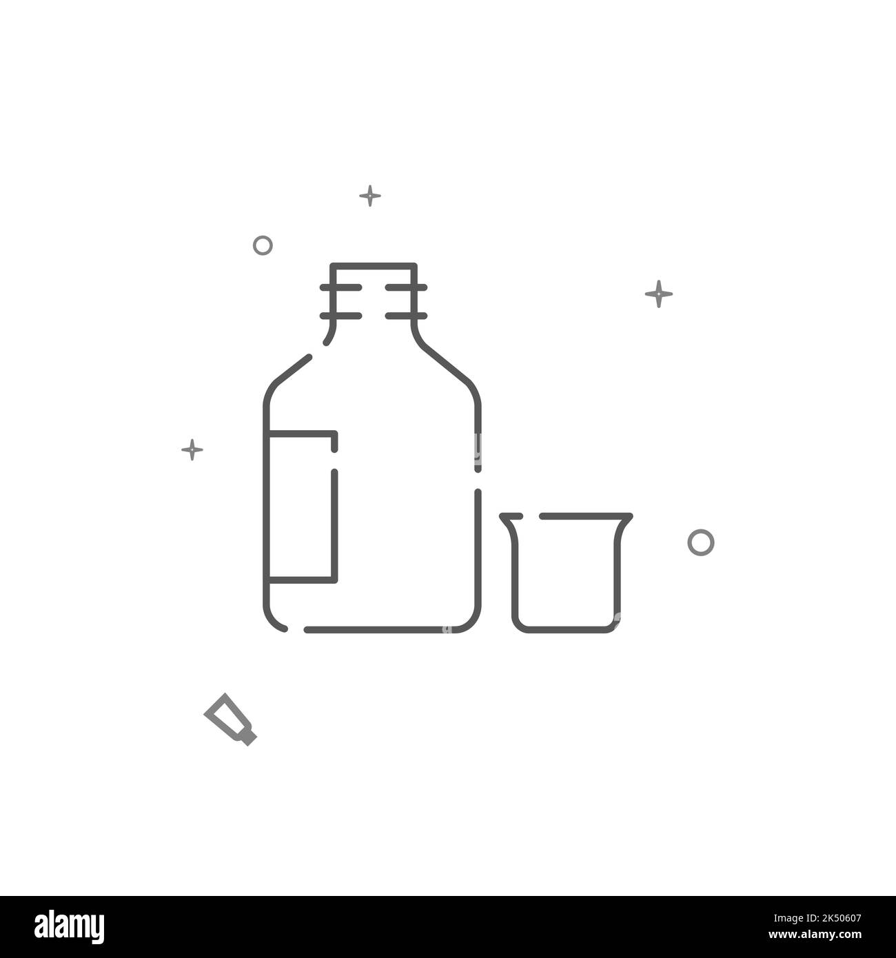 Drug vial with lid simple vector line icon. Symbol, pictogram, sign ...