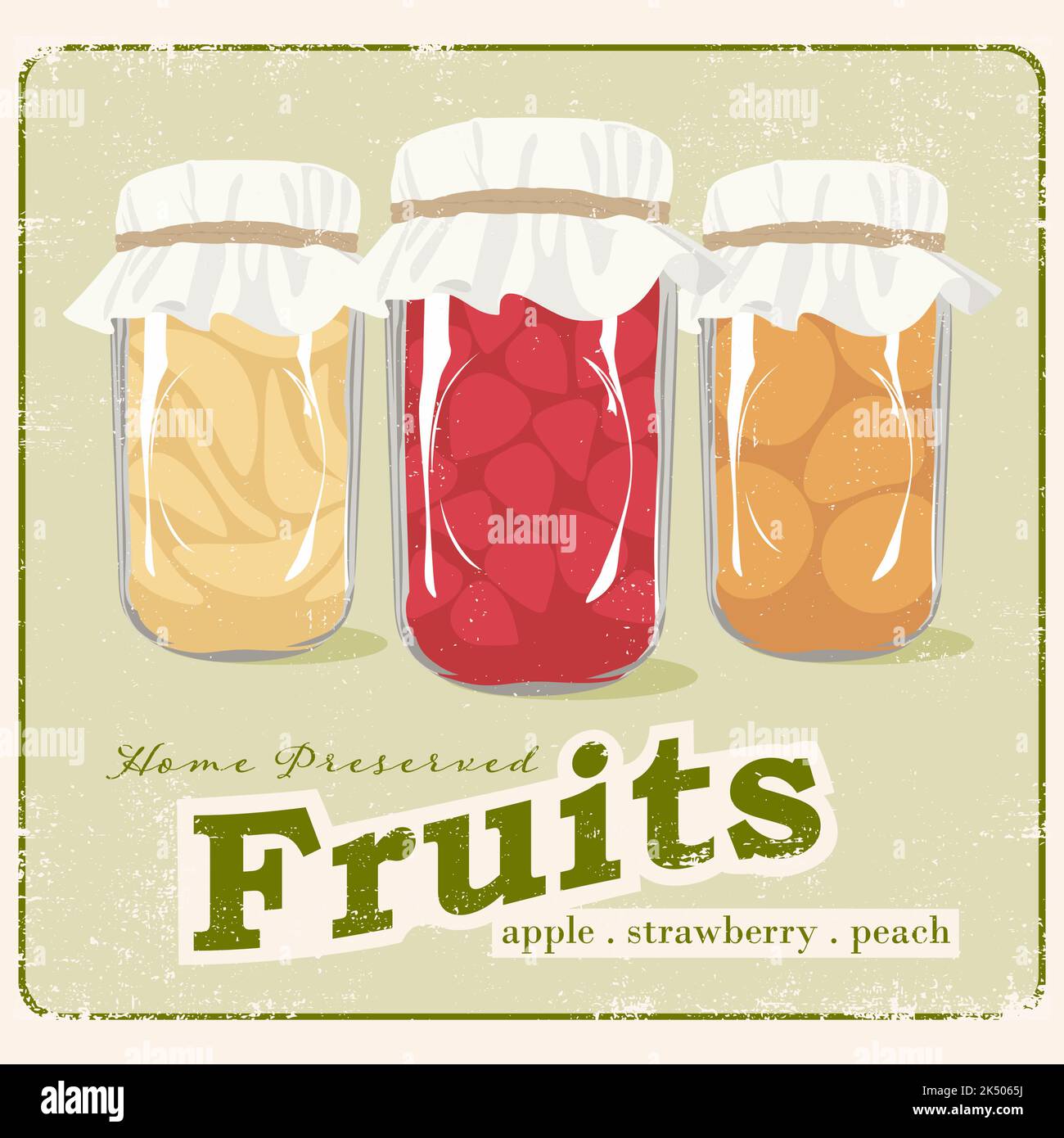 A vector vintage style poster of home canned fruits in jars Stock ...