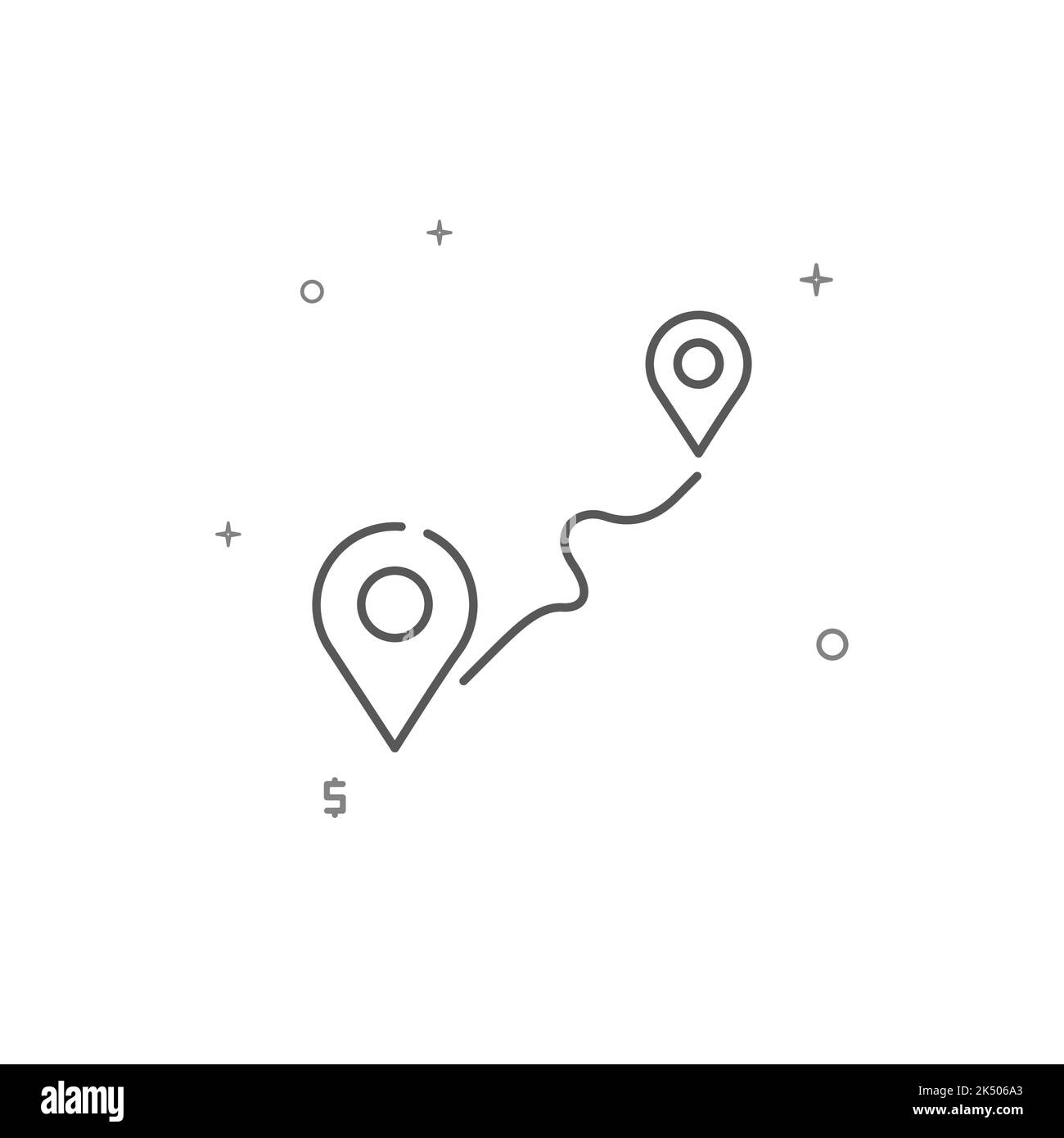 Delivery route simple vector line icon. Symbol, pictogram, sign ...