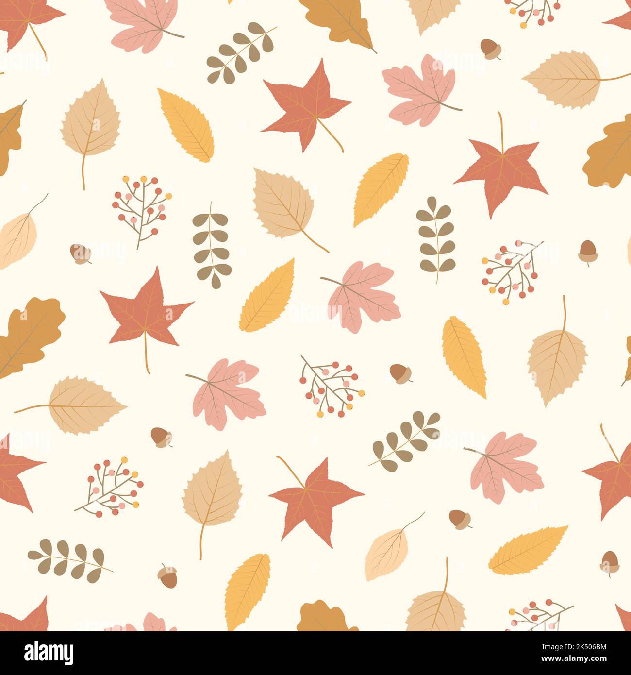 Elegant trendy vector ditsy floral seamless pattern design of autumn color leaves. Repeating ...