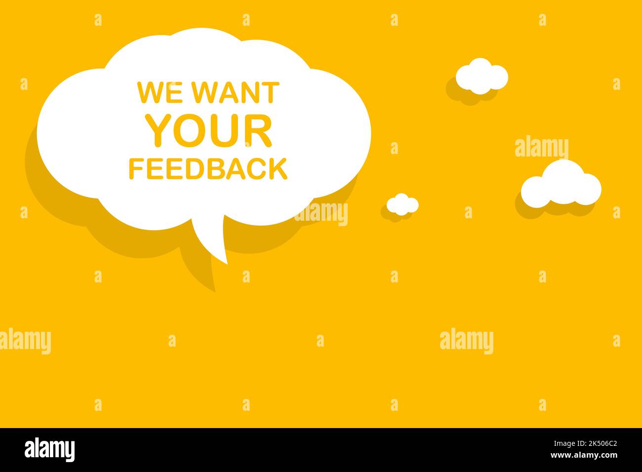 We want your feedback speech bubble banner vector with copy space for ...