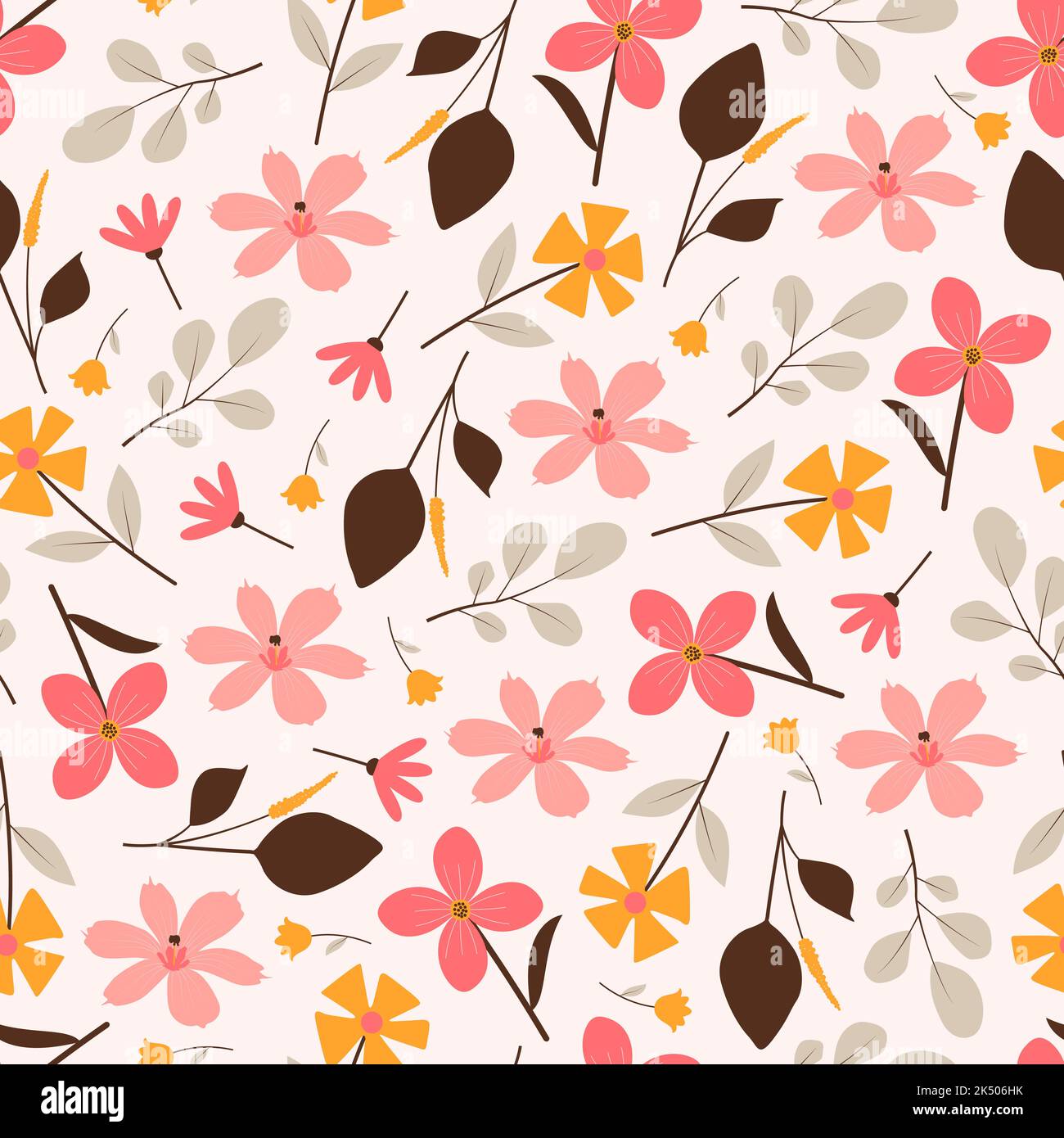 Modern trendy beautiful vector ditsy floral seamless pattern design ...