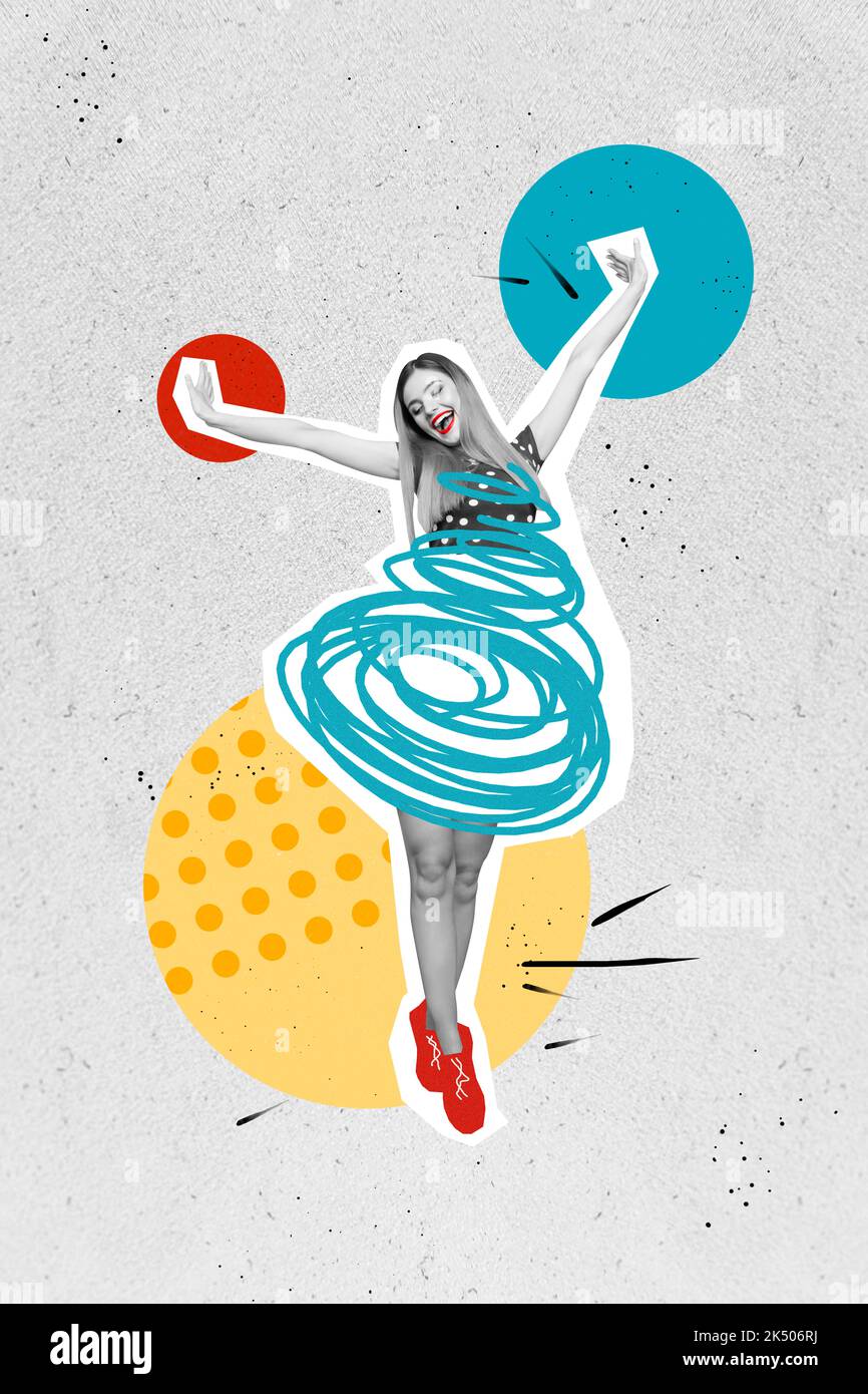 Creative photo 3d collage poster postcard artwork of happy beautiful ...