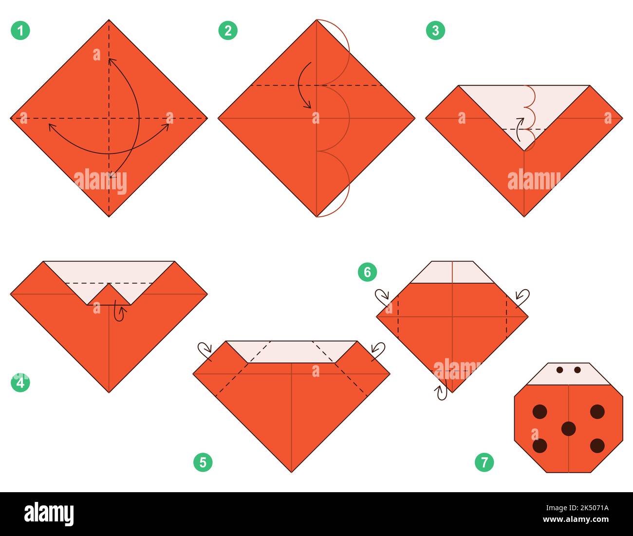 Origami tutorial. Origami scheme for kids Ladybug Stock Vector Image ... Origami tutorial. Origami scheme for kids Ladybug Stock Vector Image ...