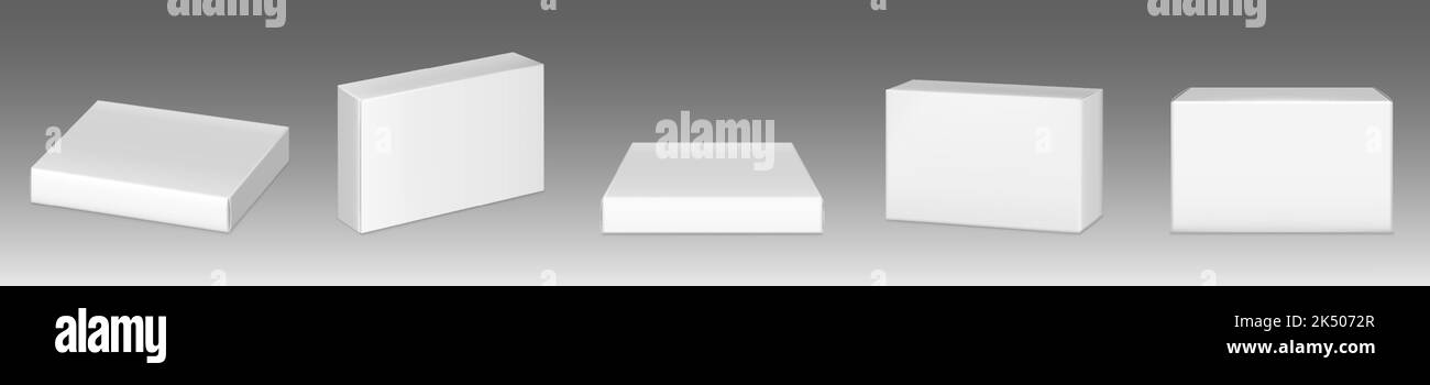 White package box template. Vector realistic mockup of medical products ...