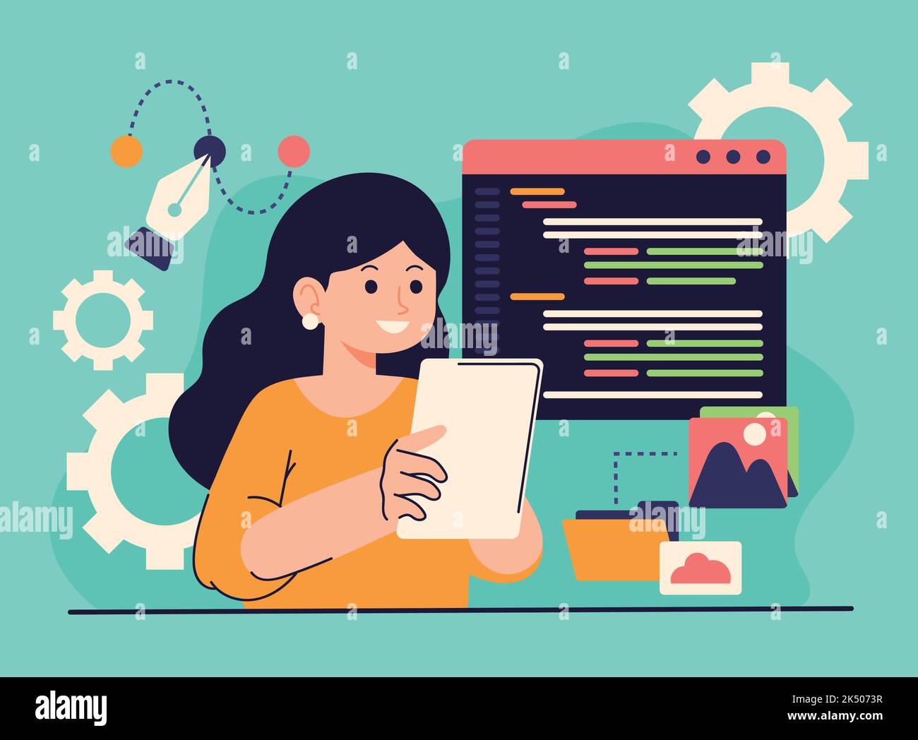 developer using mobile Stock Vector Image & Art - Alamy