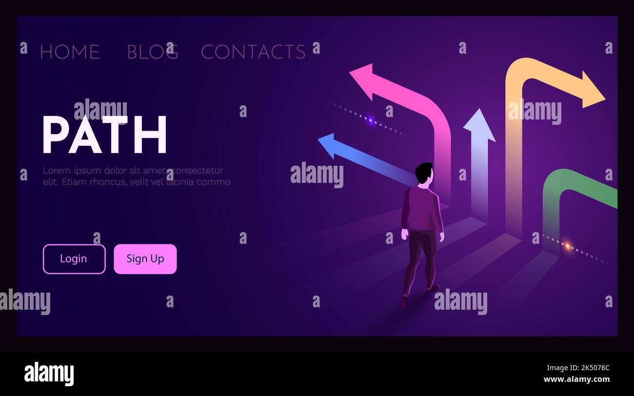 Man stands in front of different paths choosing the best one. Manager ...