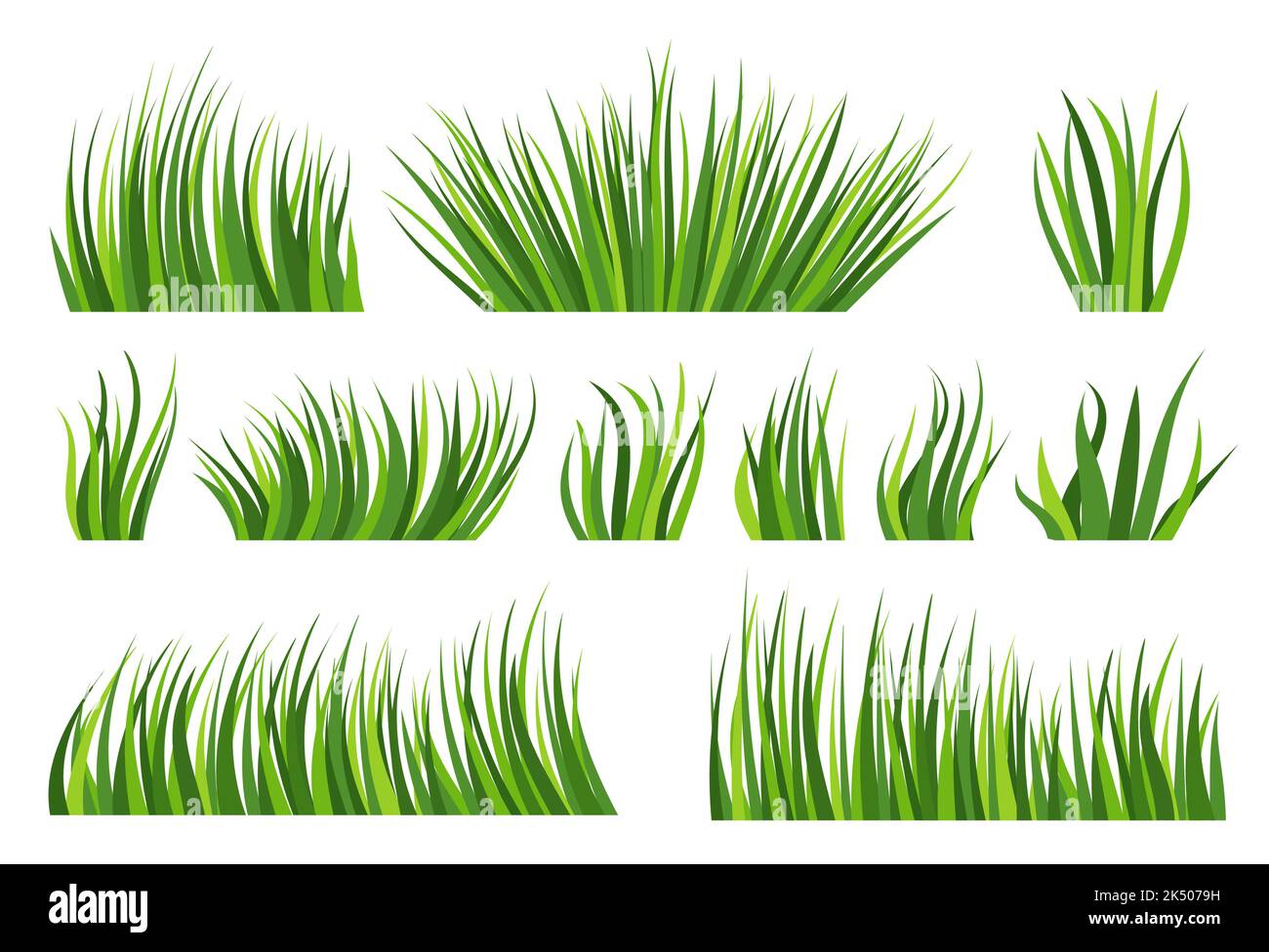Green grass natural organic lawn flat set. Different shape spring ...