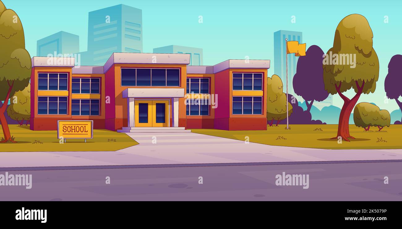 Cartoon school building illustration hi-res stock photography and ...