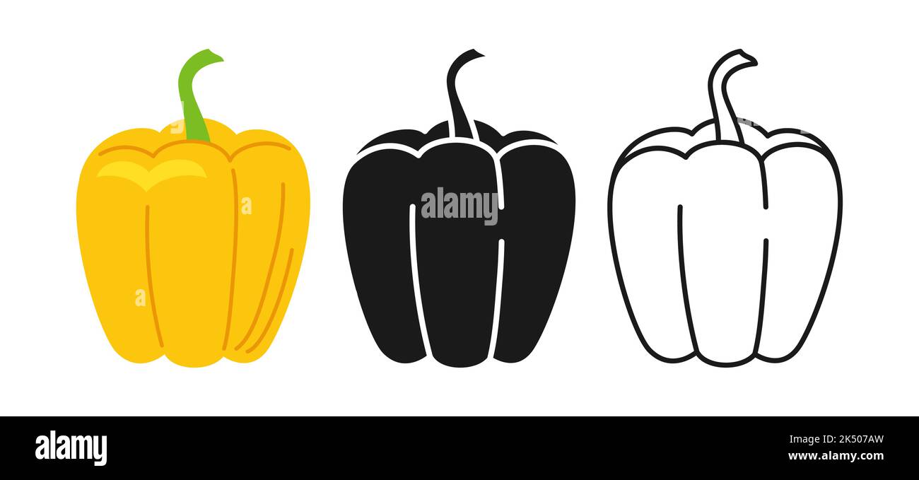 Paprika cartoon linear icon set, doodle style, engraving silhouette ...