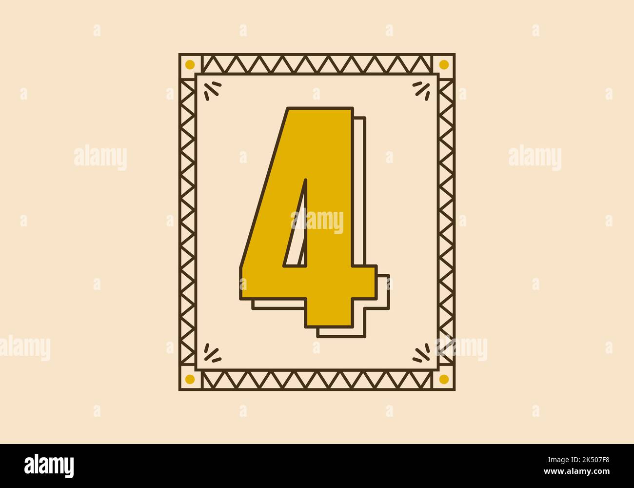 Retro rectangle frame with number 4 on it Stock Vector Image & Art - Alamy