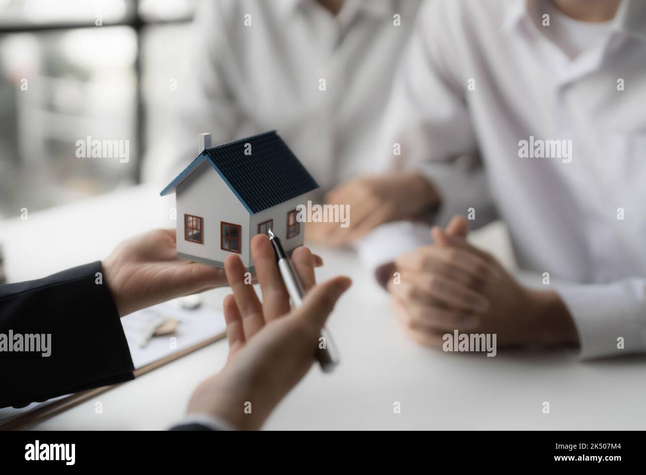 Business woman or Real Estate agent explain signing agreement for ...