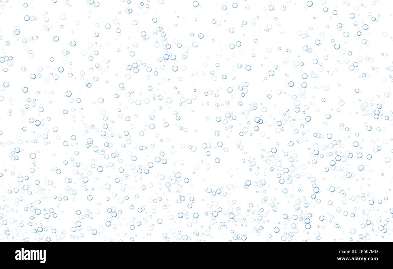 Underwater fizzing bubbles, soda or champagne carbonated drink, sparkling water isolated on ...