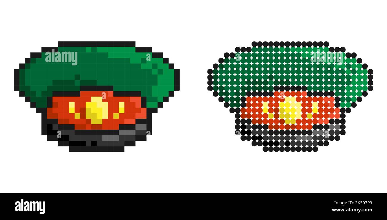 Pixel icon. Officer cap, headdress with cockade of military general ...