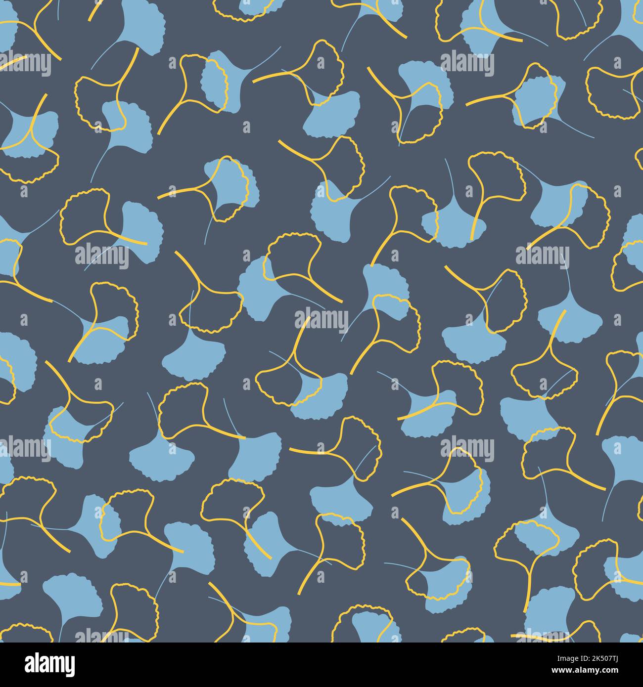 Elegant Vector Ditsy Floral Seamless Pattern Design Of Abstract Ginkgo