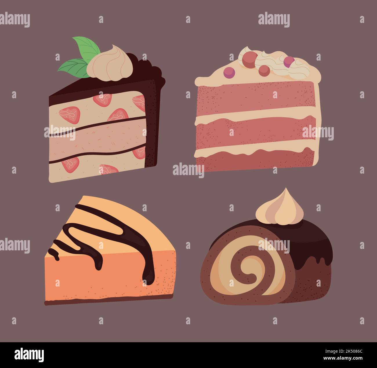 set of cakes dessert Stock Vector Image & Art - Alamy