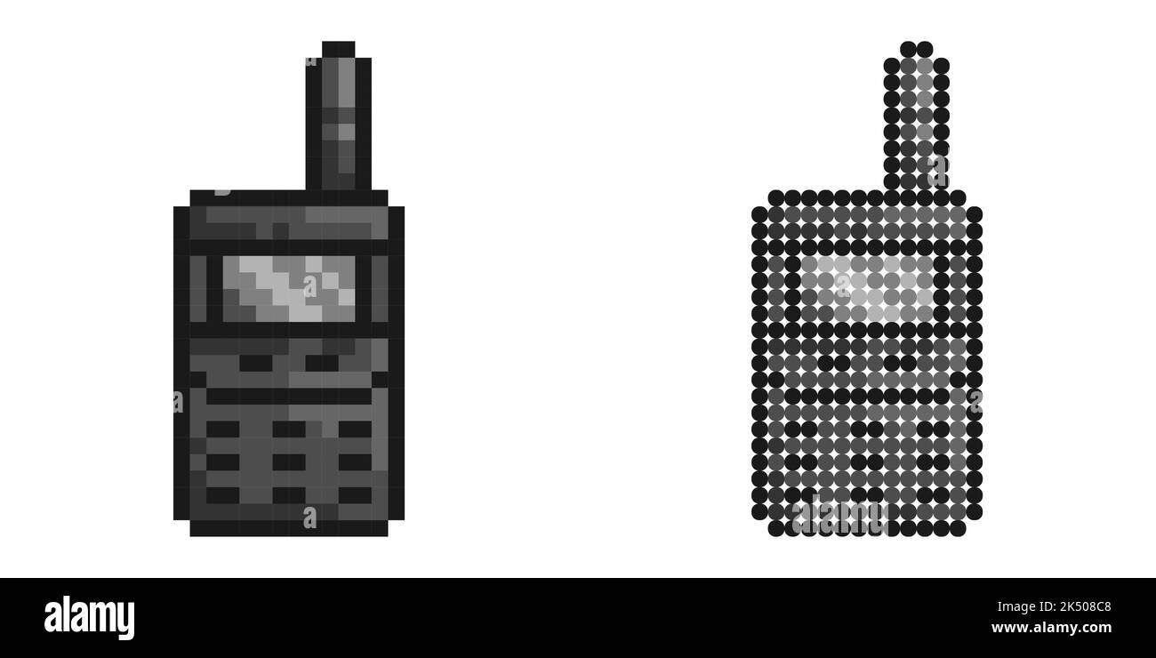 Pixel icon. Radio station to keep in touch. Wireless walkie talkie of ...