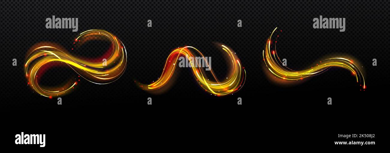 Magic waves effect with glowing golden stars and flying sparks. Gold ...