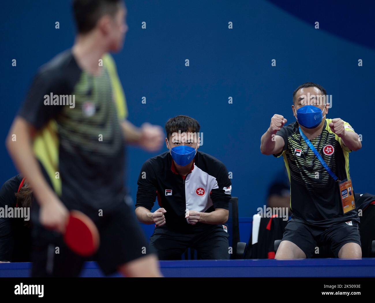 CHENGDU, CHINA - OCTOBER 5, 2022 - Hong Kong coach Liu Guodong cheers ...