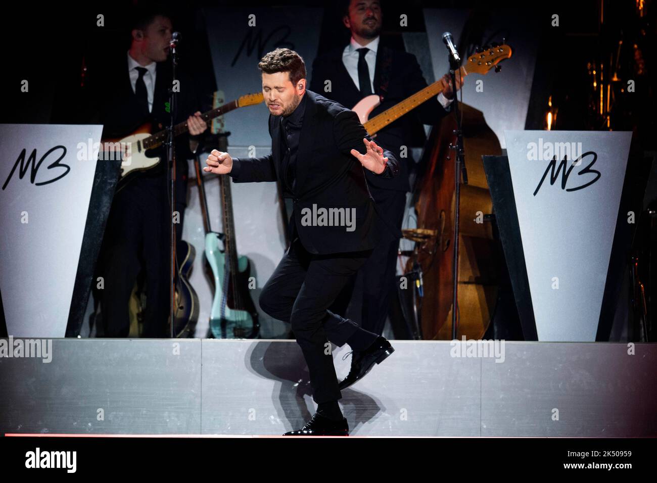 Michael Bublé performs on stage during his "Higher" tour at The ...
