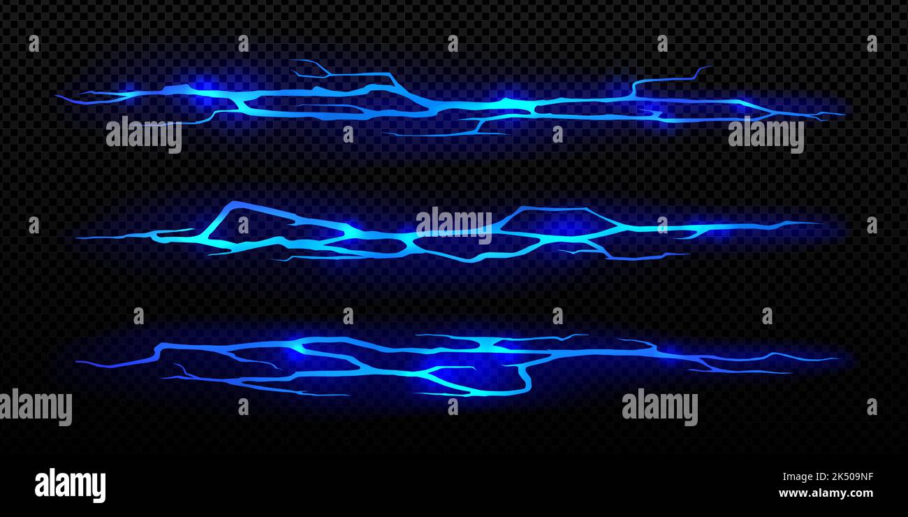 Magic glow in ground cracks, blue mysterious glowing texture in ...