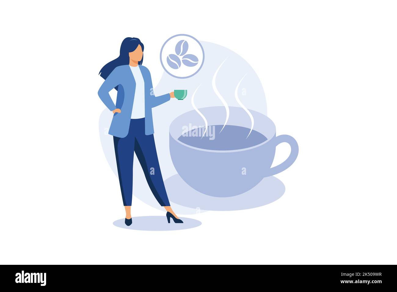 People at coffee break flat vector illustration. Tiny man and women ...