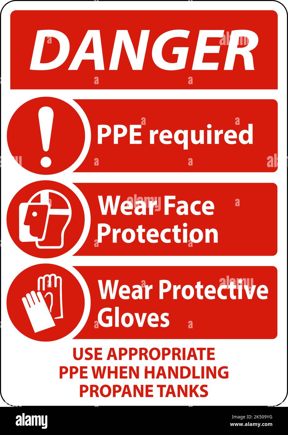 Danger Ppe Required When Handling Propane Tanks Sign Stock Vector Image