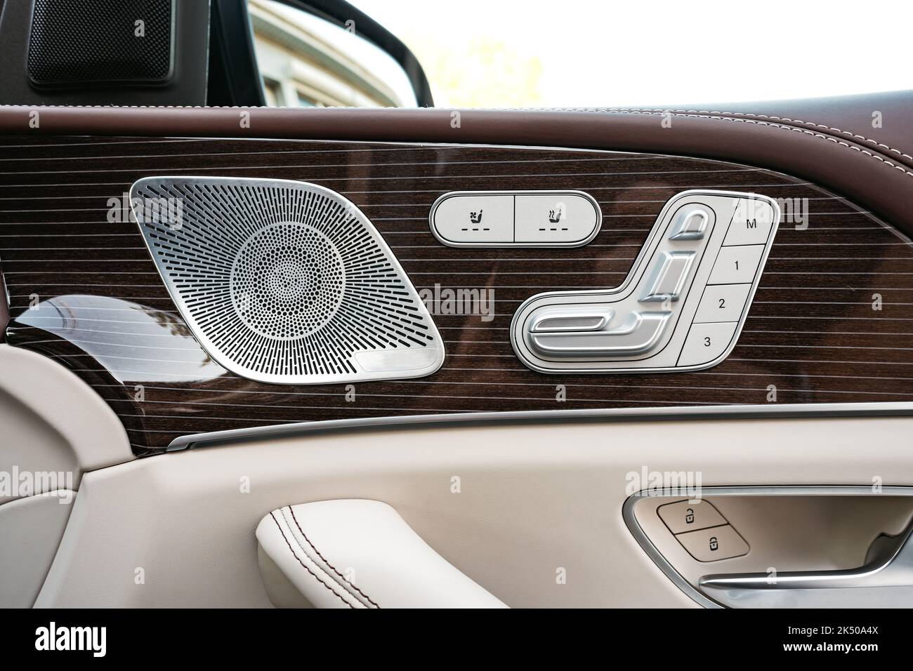 Front handle door panel with buttons of a luxury car Stock Photo - Alamy