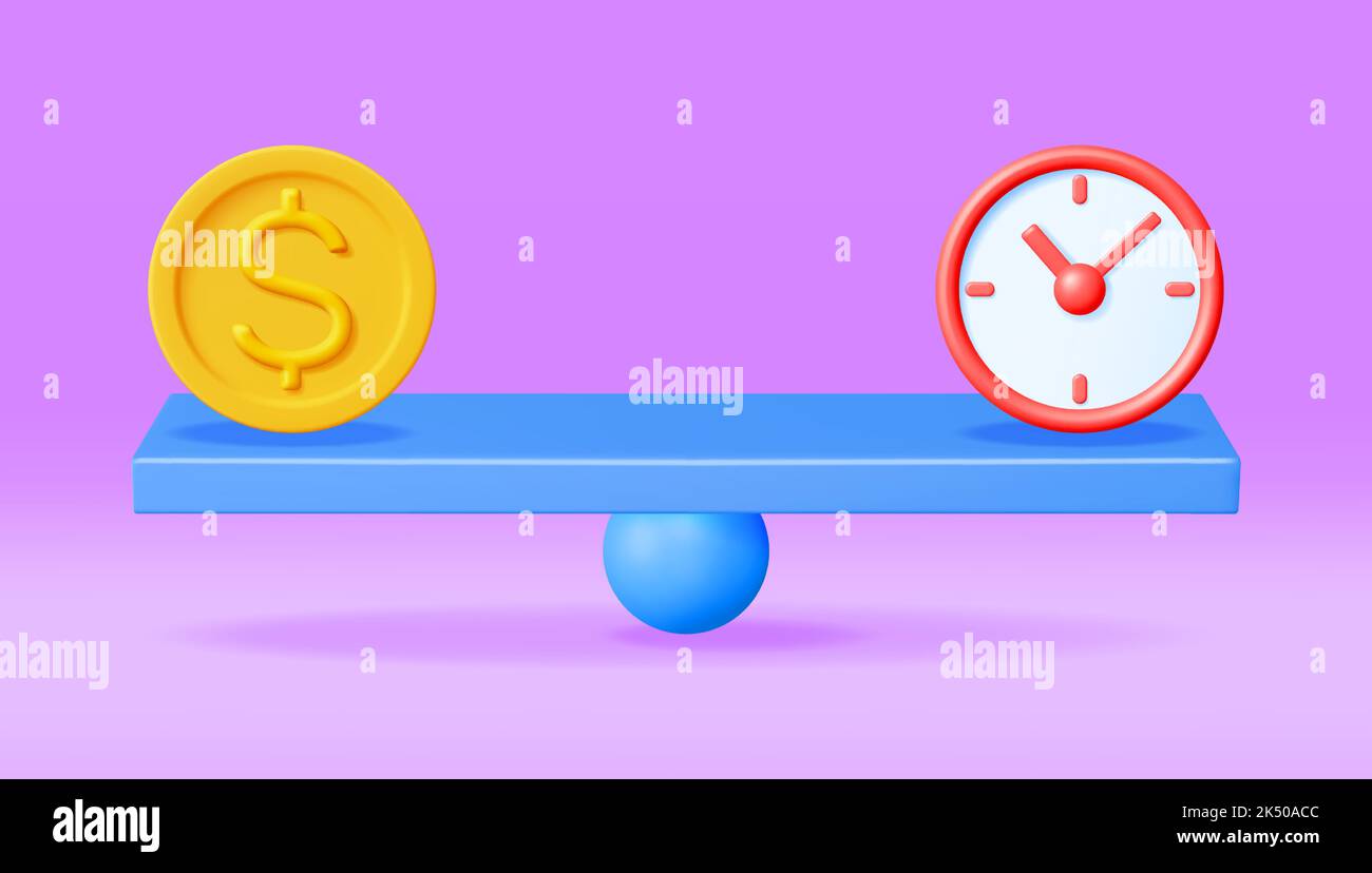 3D Clock and Money on Balance Scales Isolated Stock Vector Image & Art ...