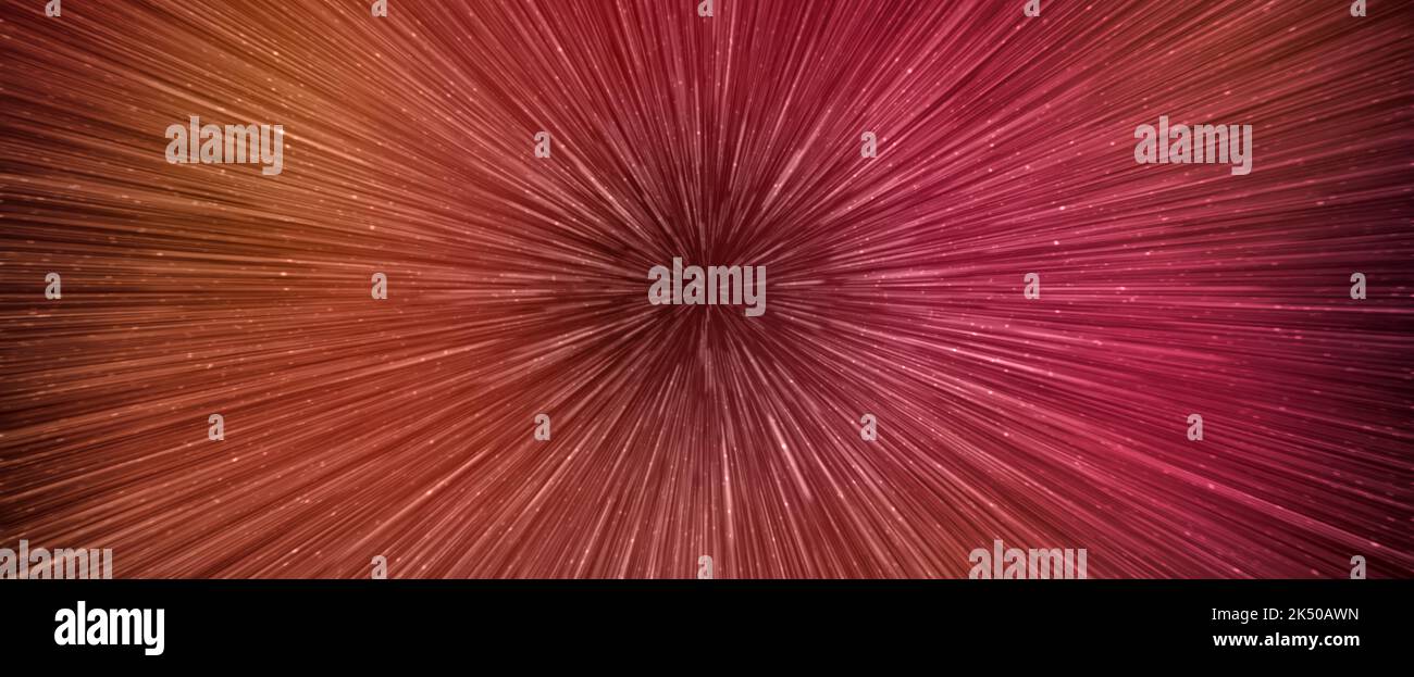 Hyperspace speed effect in night starry sky. Bright red galaxy ...