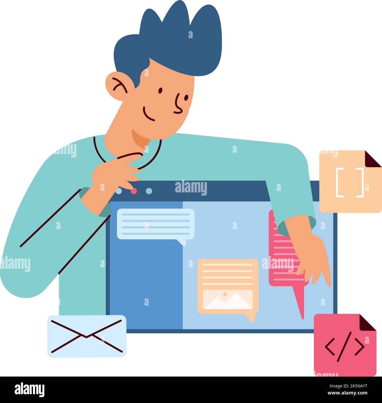 developer man with webpage character Stock Vector Image & Art - Alamy
