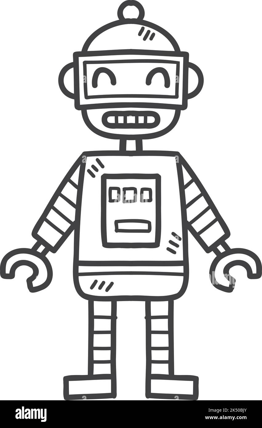 Hand Drawn robot toy for kids illustration isolated on background Stock ...