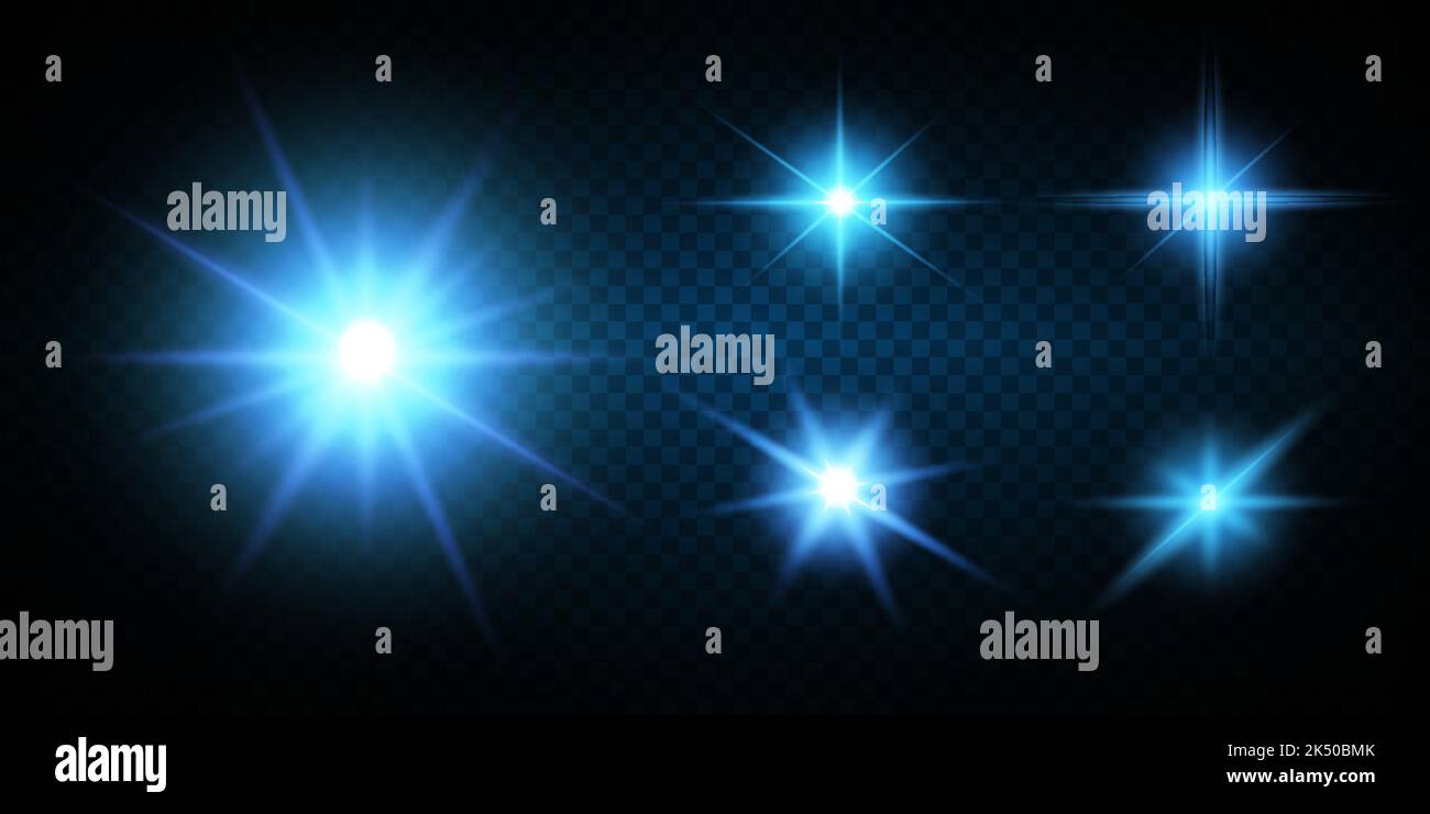 Glow light effect with white and blue sparks shining with special light ...
