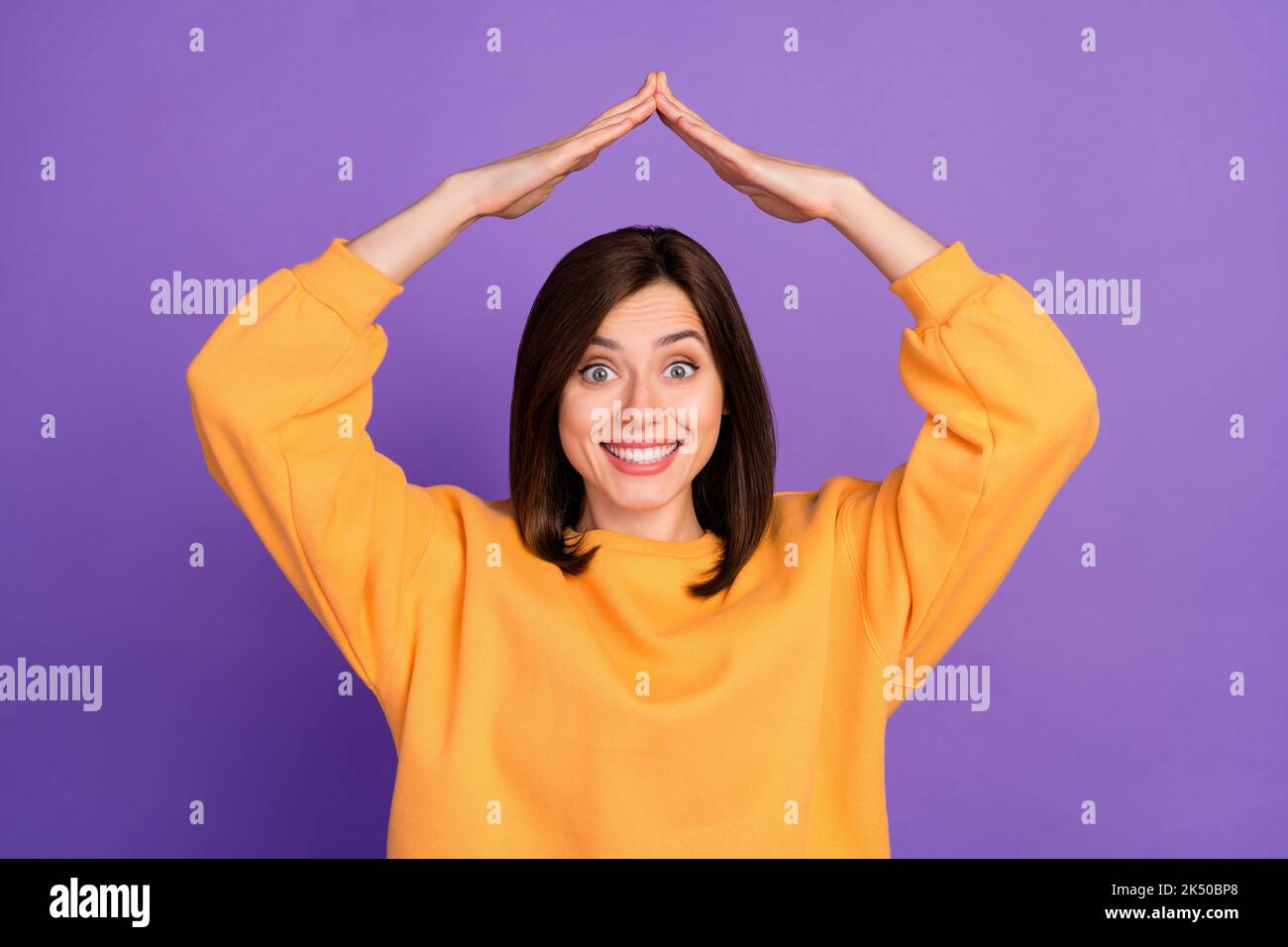 Closeup Photo Of Young Adorable Pretty Cute Girlish Lady Wear Orange