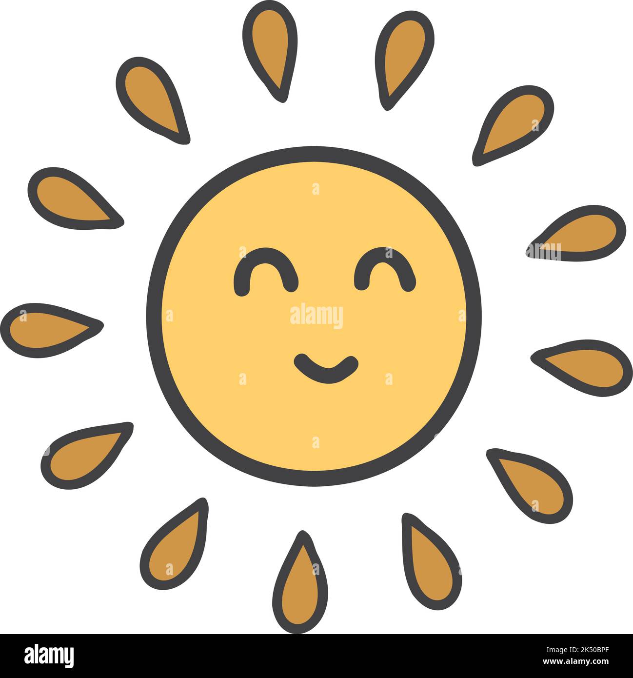 Hand Drawn cute smiling sun illustration isolated on background Stock ...