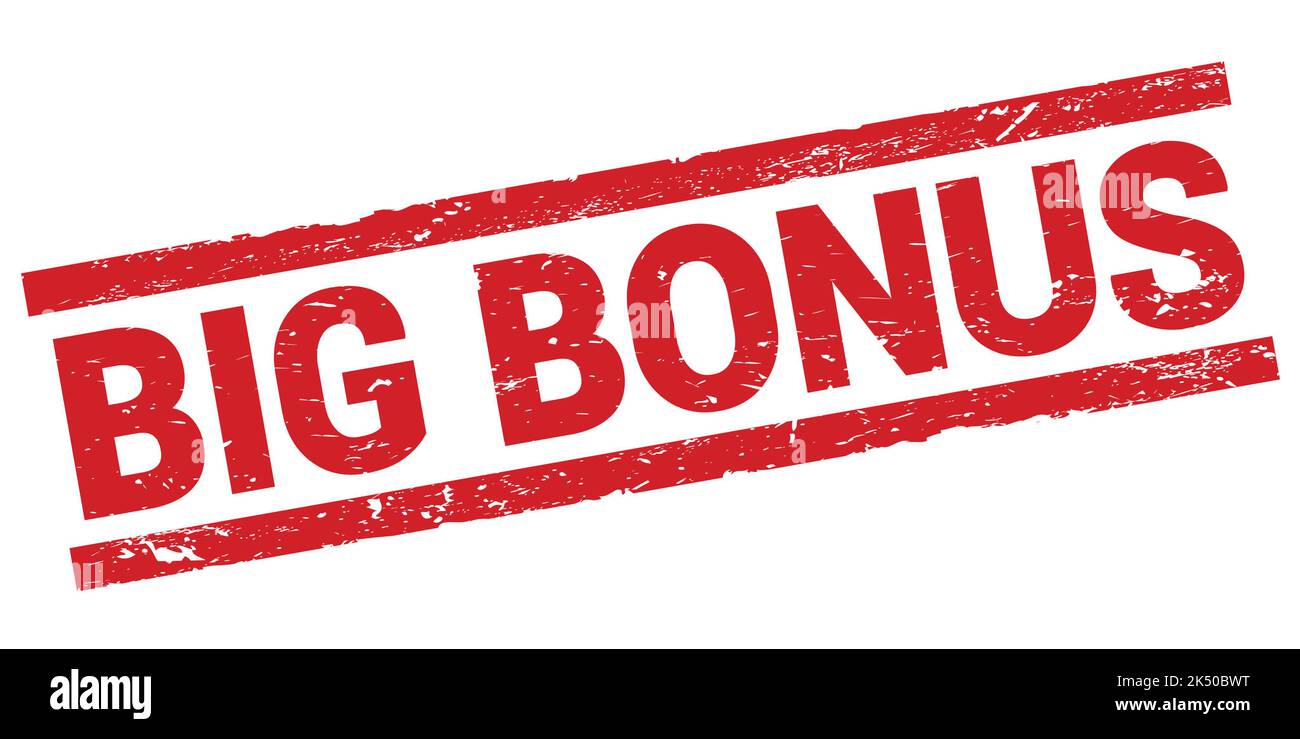 BIG BONUS text written on red rectangle stamp sign Stock Photo - Alamy