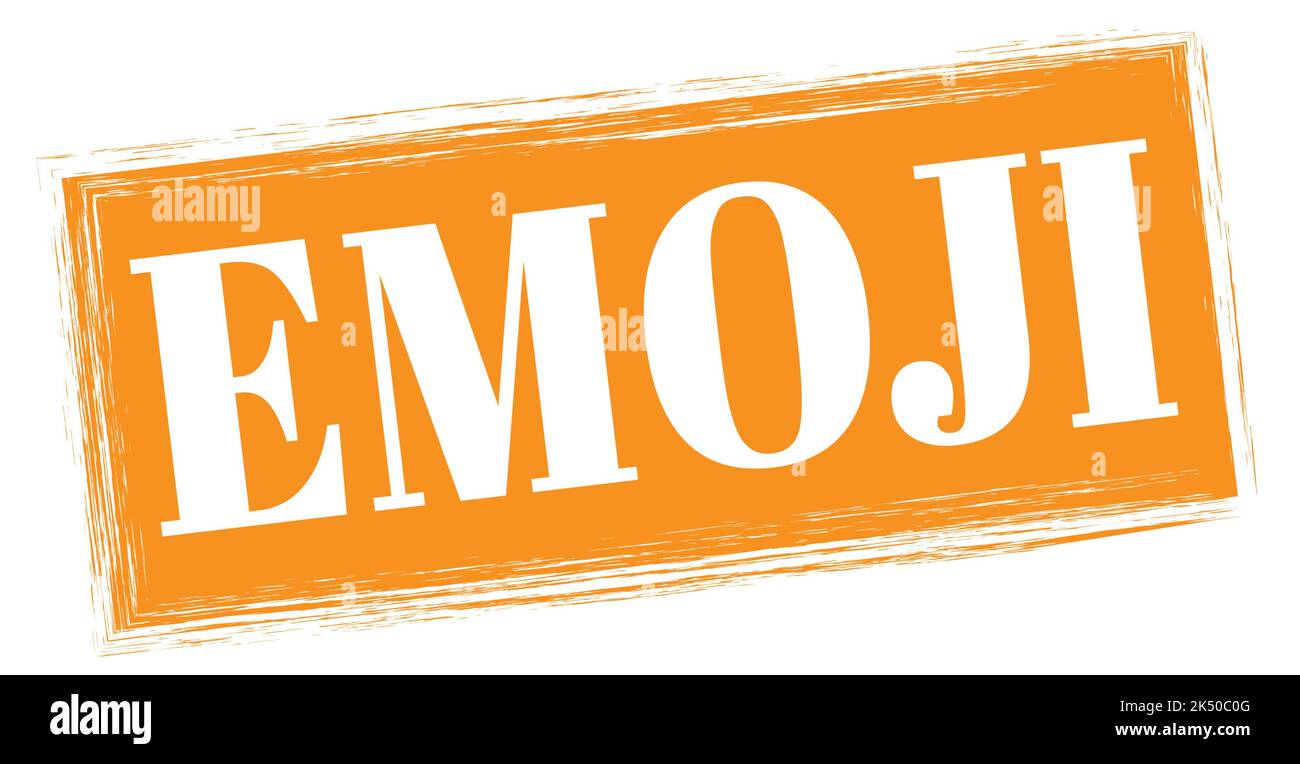 EMOJI text written on orange rectangle stamp sign Stock Photo - Alamy