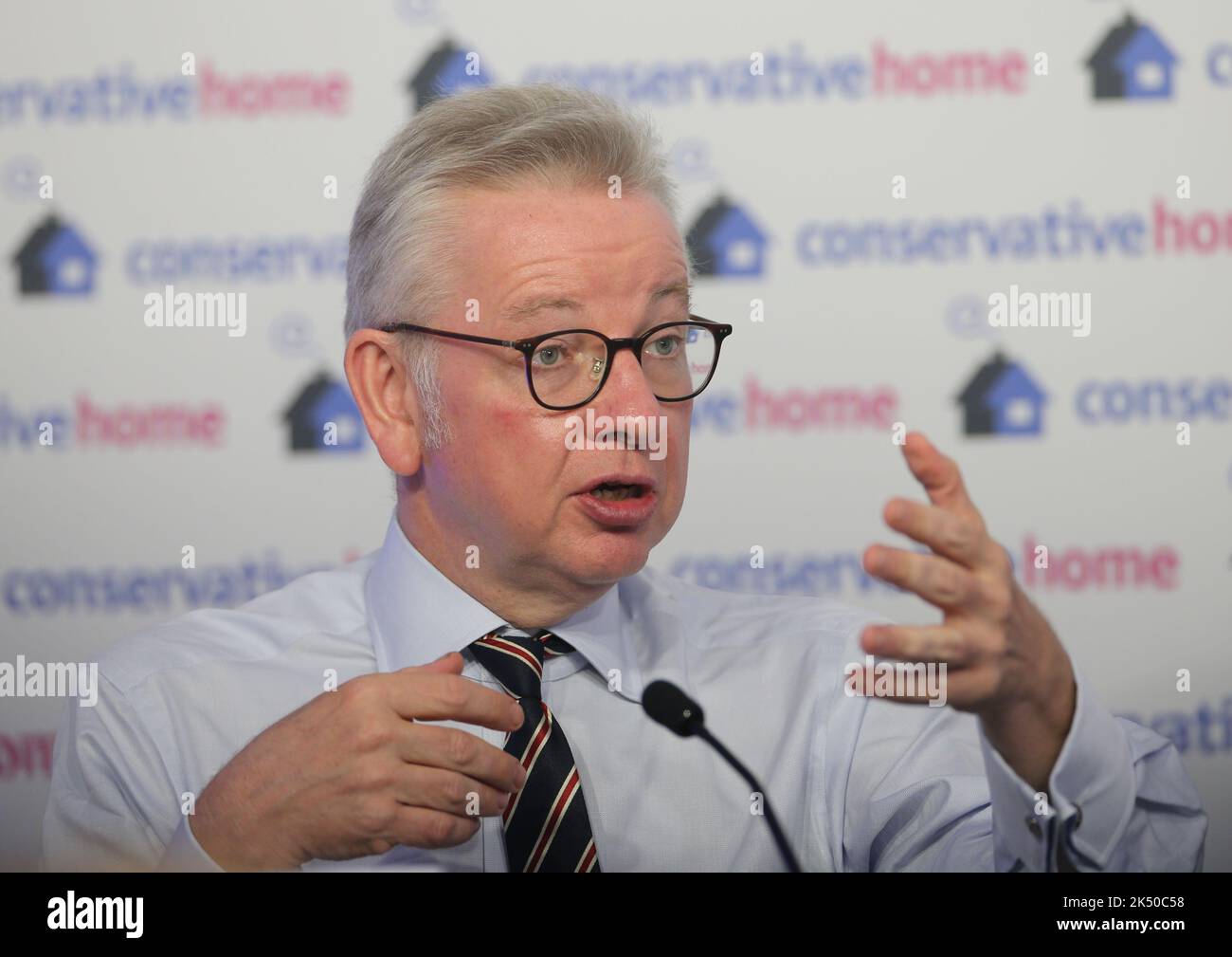 Birmingham, UK. 4 October, 2022. Conservative MP Michael Gove speaks at ...
