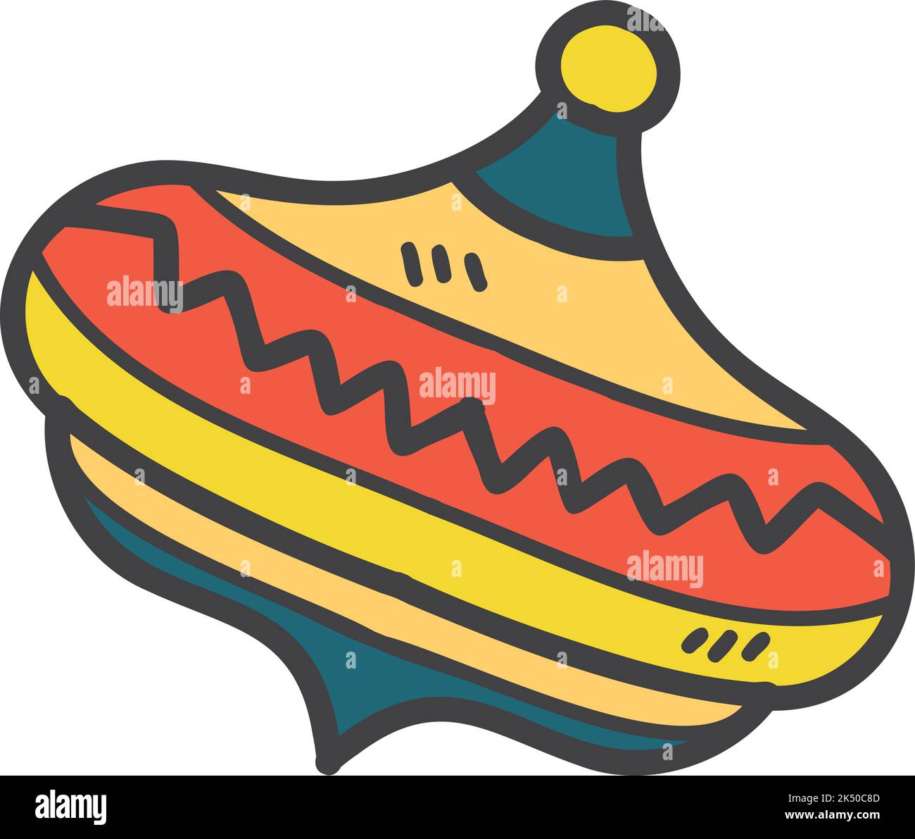 Hand Drawn cute toy tops illustration isolated on background Stock ...