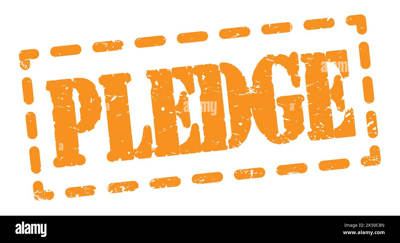 PLEDGE text written on orange dash stamp sign Stock Photo - Alamy