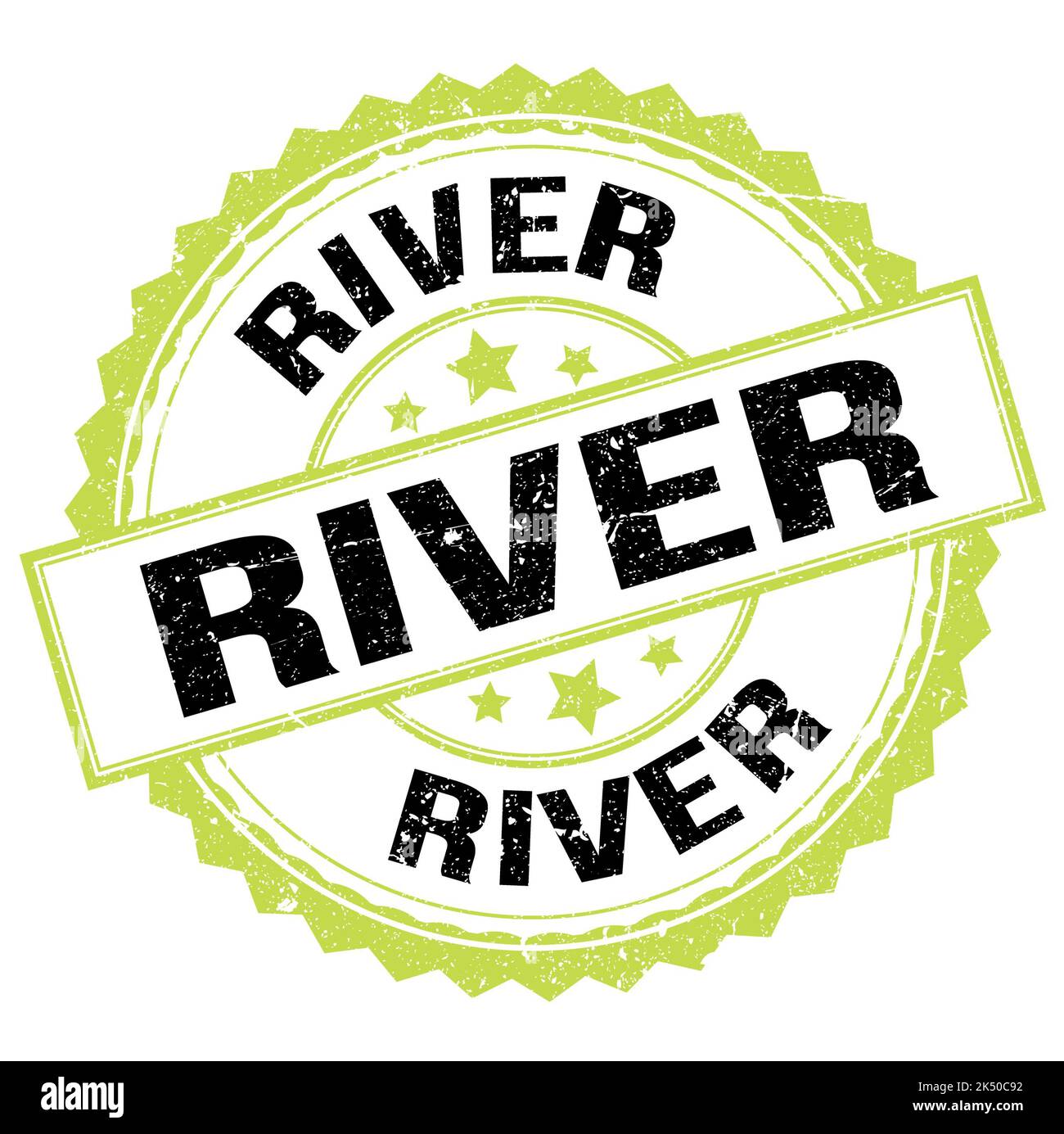 RIVER text written on green-black round stamp sign Stock Photo - Alamy
