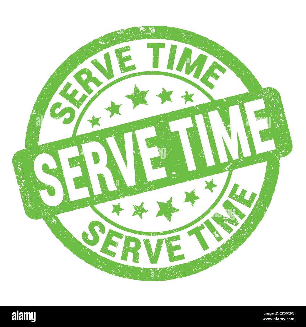SERVE TIME text written on green grungy stamp sign Stock Photo - Alamy