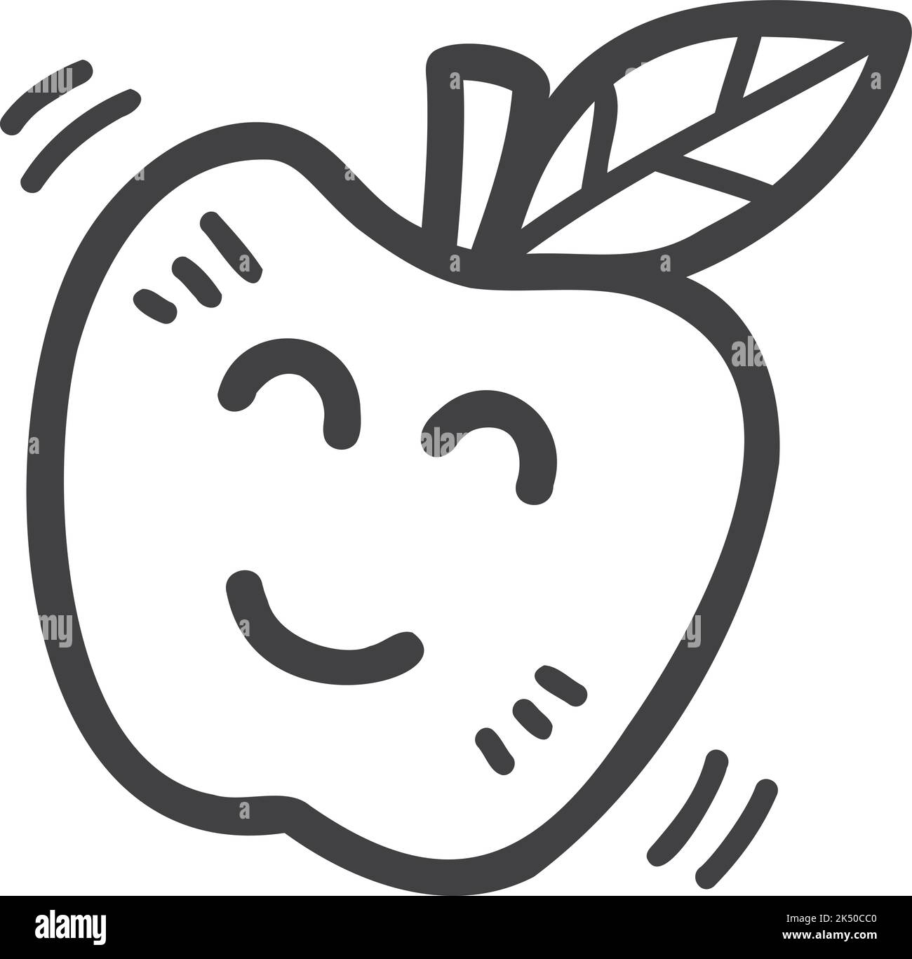 Hand Drawn smiling apple illustration isolated on background Stock ...