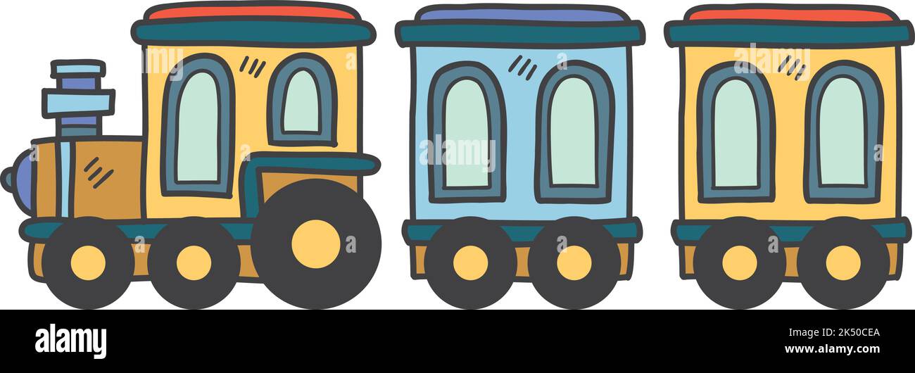Hand Drawn toy train for kids illustration isolated on background Stock ...